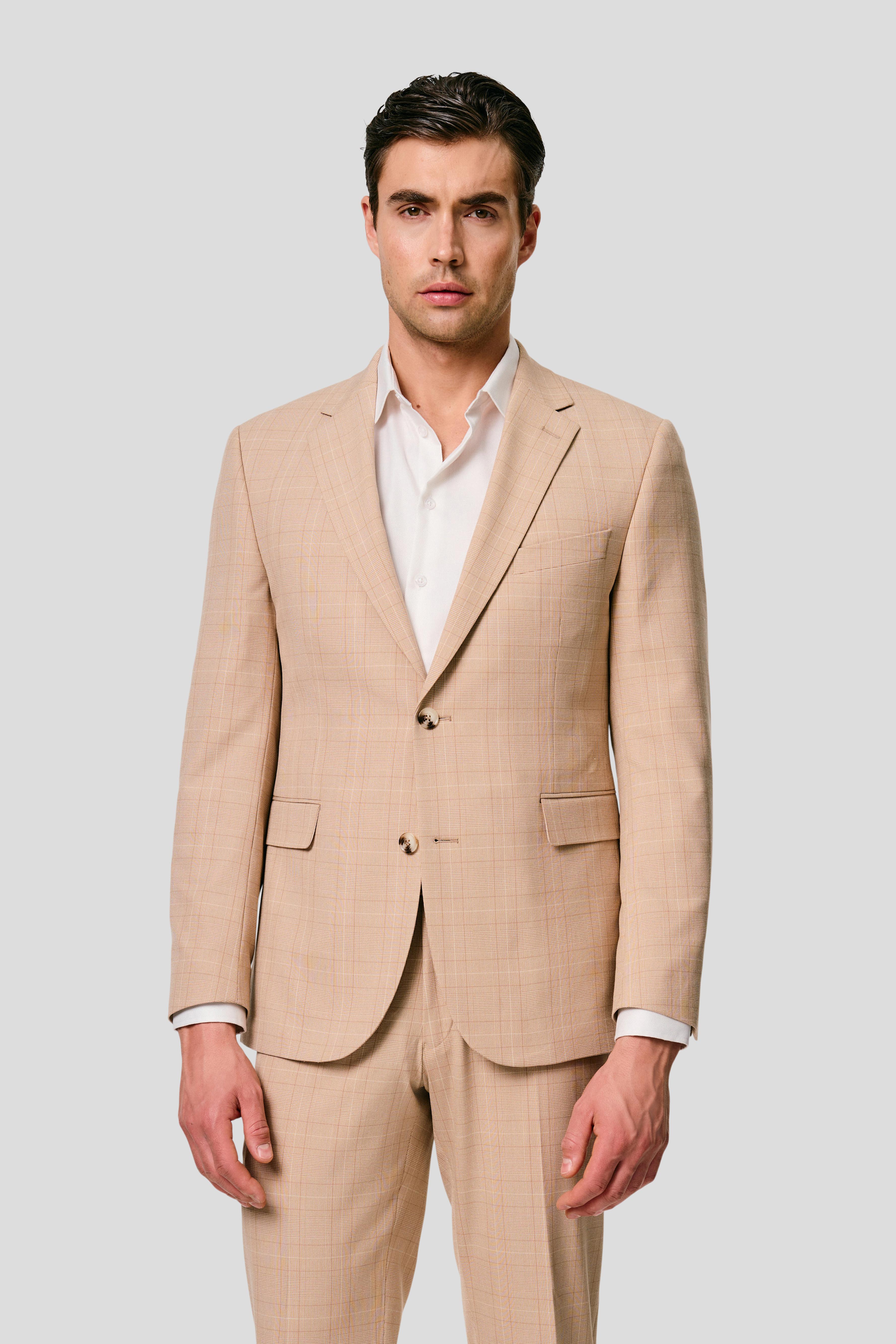PRESTIGE sand blazer med tern – SUIT CLUB